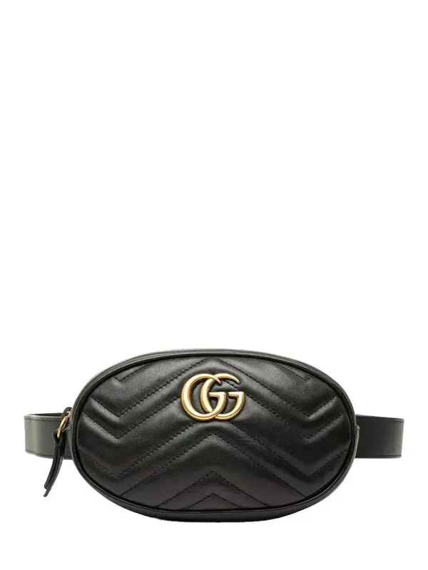 Gucci Gg Marmont Matelasse Calfskin Belt Bag - Black