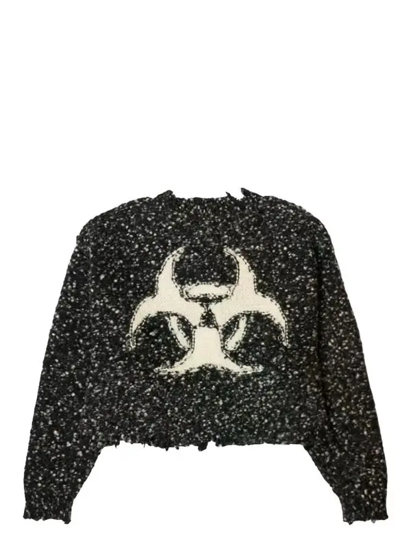 DOUBLET Acting Gas Mask Distressed Sweater - Grey