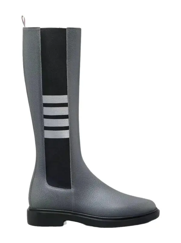 Thom Browne Pebble Grain 4-bar Knee-high Chelsea Boots - Grey