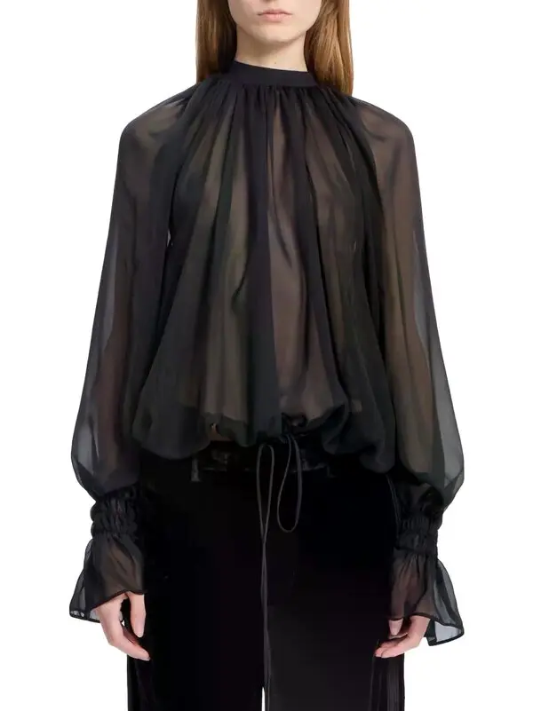 ANN DEMEULEMEESTER Sheer Chiffon Blouse - Black