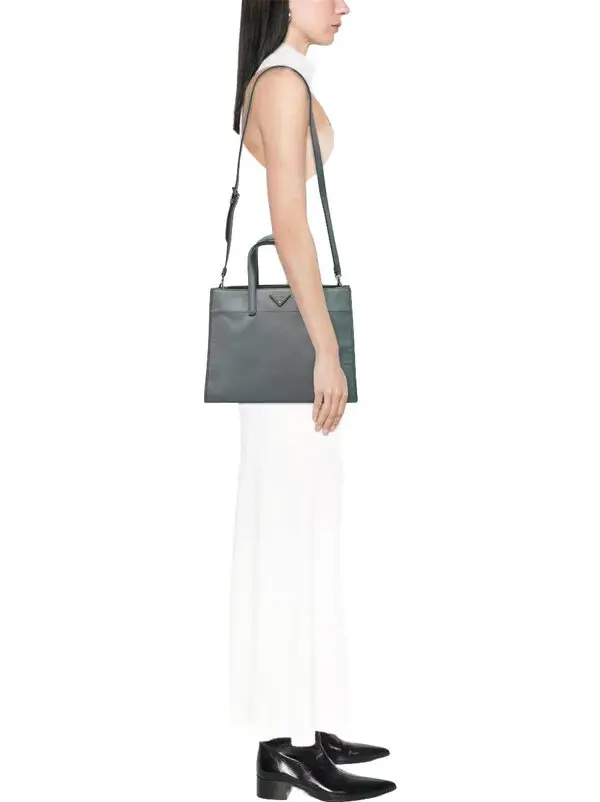 Prada Saffiano Leather Tote Satchel - Grey