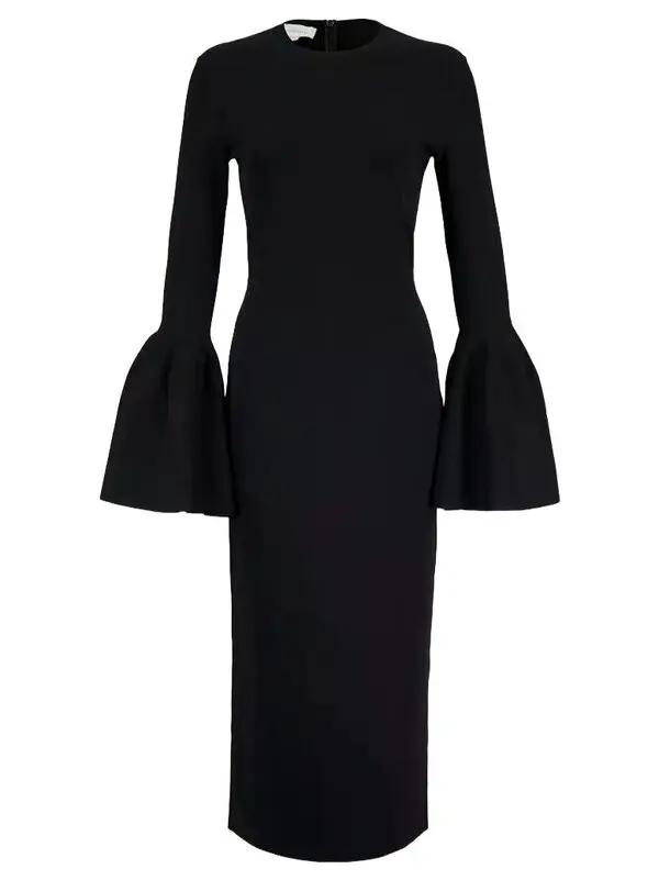 Stella McCartney Bell-sleeve Knitted Midi Dress - Black