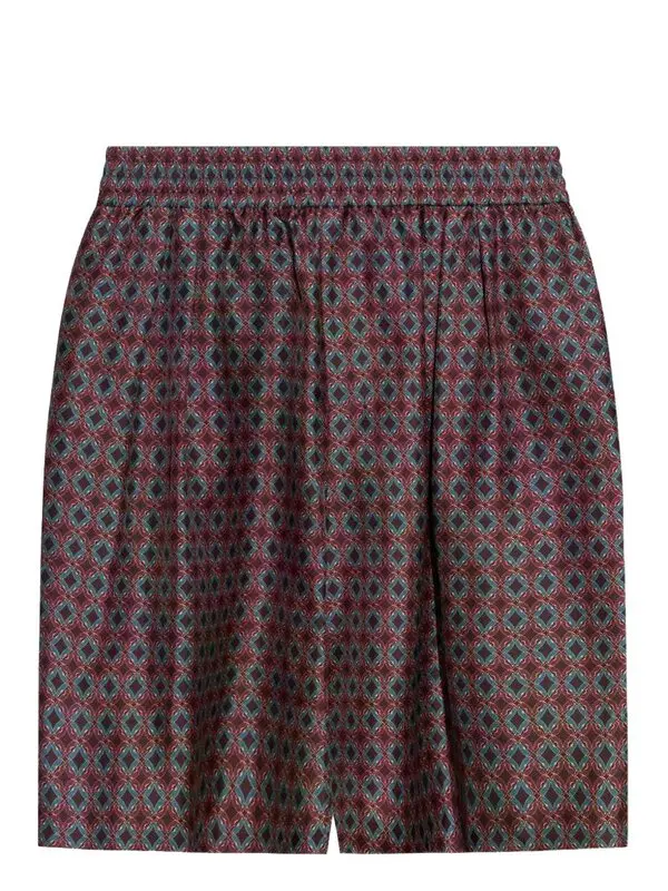 Balmain Geometric Pattern Silk Shorts - Red