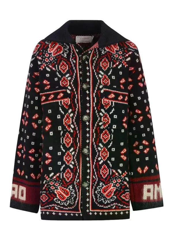 Giada Benincasa Soho Intarsia-knit Button-up Cardigan - Blue