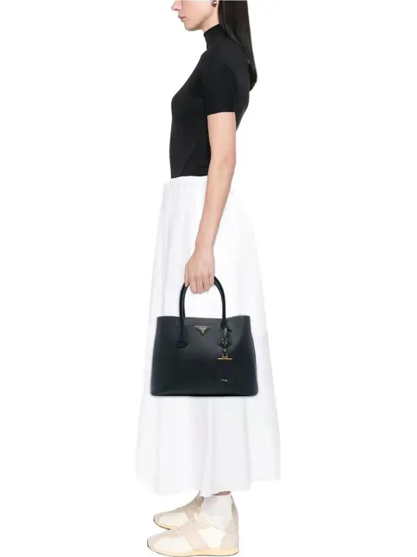 Prada Saffiano Cuir Double Satchel - Black