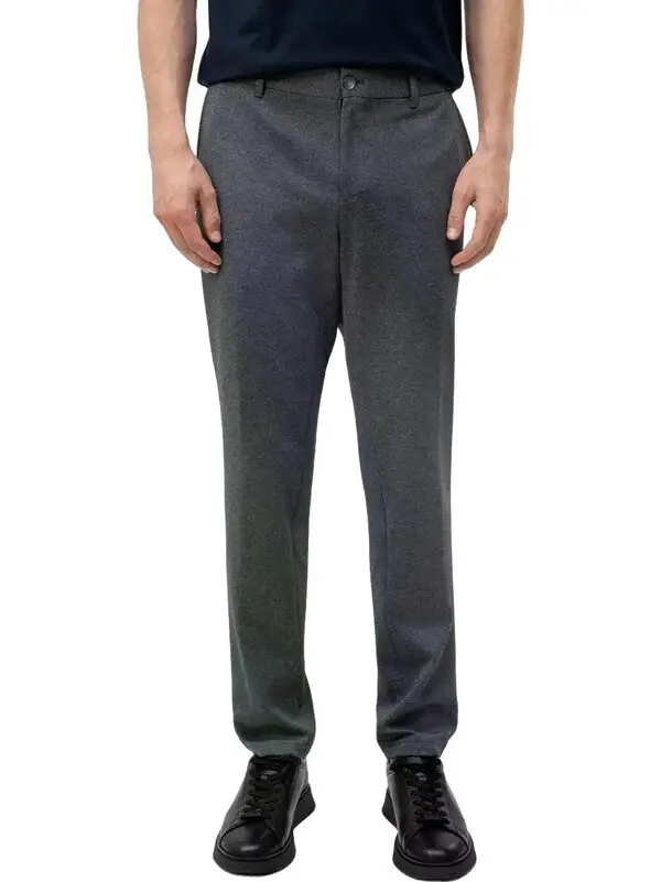 BOSS Slim-fit Micro-patterned Stretch Cotton Trousers - Blue