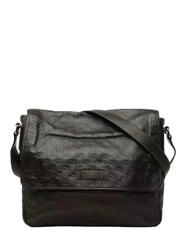 Gucci Embossed Leather Messenger Bag - Brown