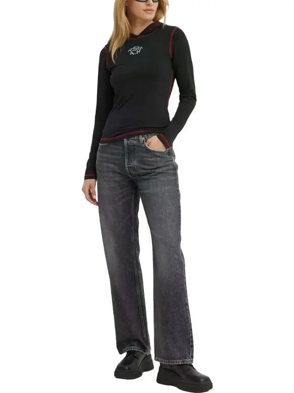 RÉSUMÉ Contrast-stitch Rhinestone Hoodie - Black