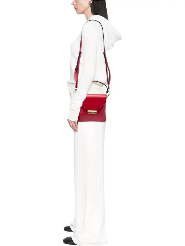 Prada Calfskin Leather Top Handle Flap Bag - Red