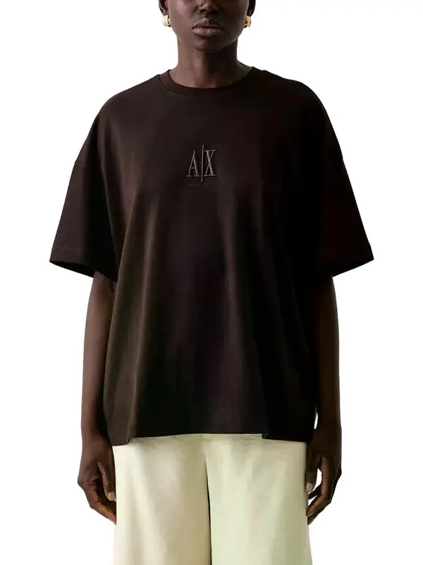 Armani Exchange Embroidered Logo T-shirt - Brown