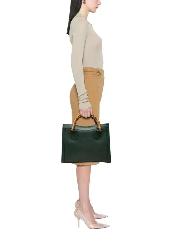 Gucci Leather Bamboo Diana Tote Bag - Green