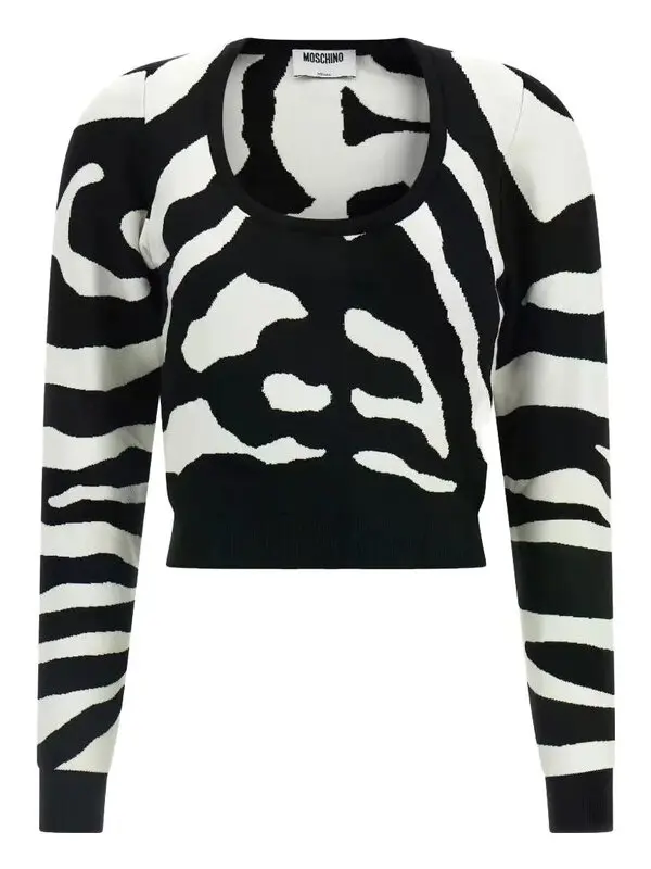 Moschino All-over Zebra Print Inlaid Sweater - Black
