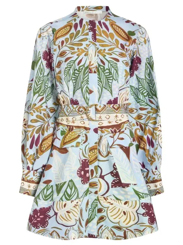 MARIE OLIVER Hughes Floral-print Belted Mini Dress - Blue