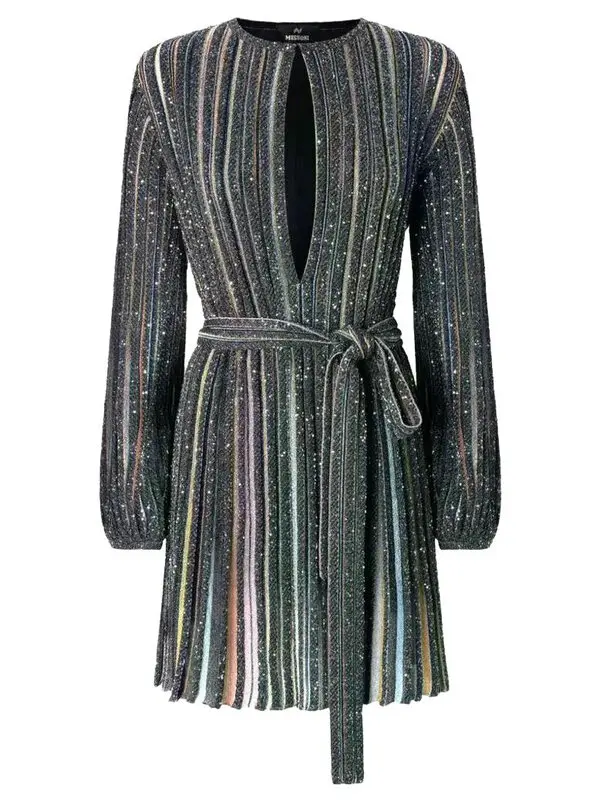 Missoni V-neck Belted Dress - Grey