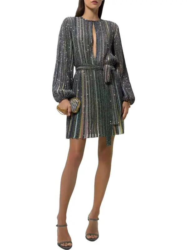 Missoni V-neck Belted Dress - Grey
