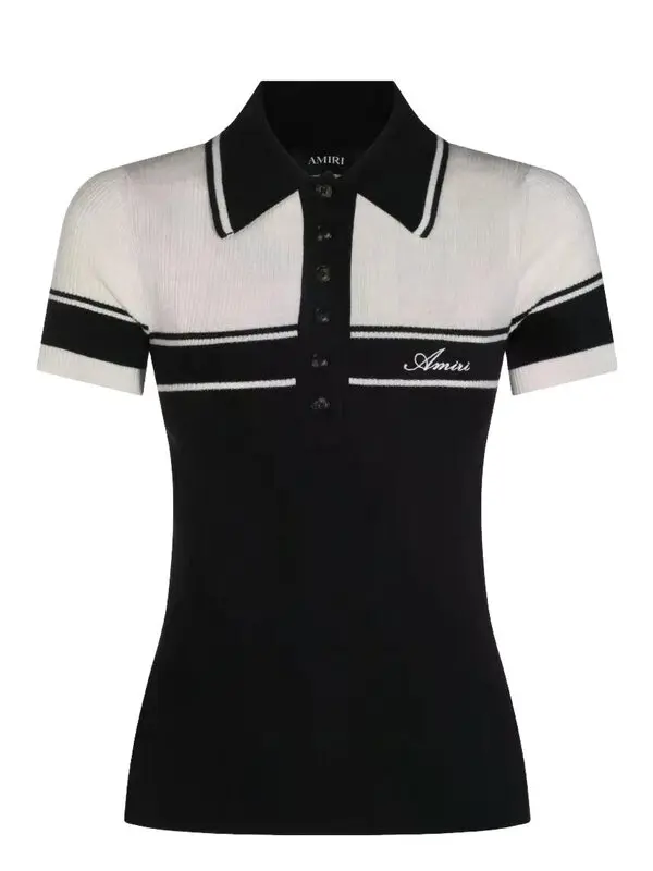 Amiri Script Knit Slim Polo - Black