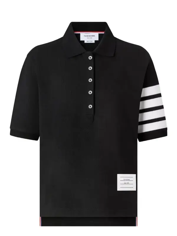 Thom Browne Pique 4-bar Polo - Black
