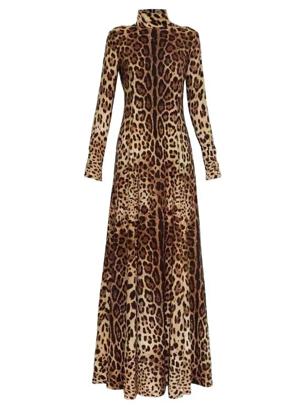 Dolce & Gabbana Leopard-print Maxi Wrap Dress - Neutrals