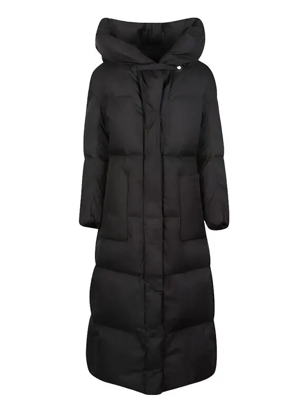 Add Hooded Quilted Coat - Black