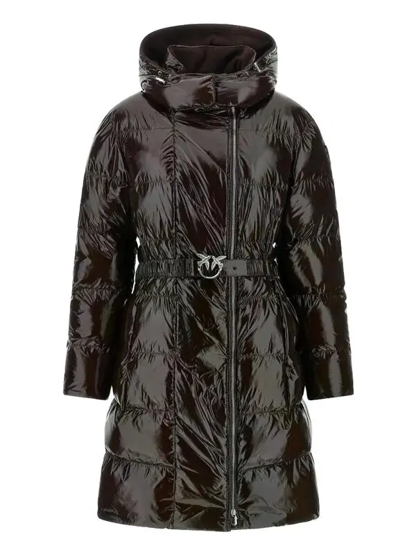 Pinko Love Birds Buckle Down Coat - Brown