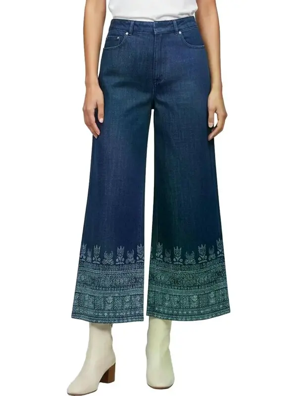 Dior Printed Wide-leg Jeans - Blue