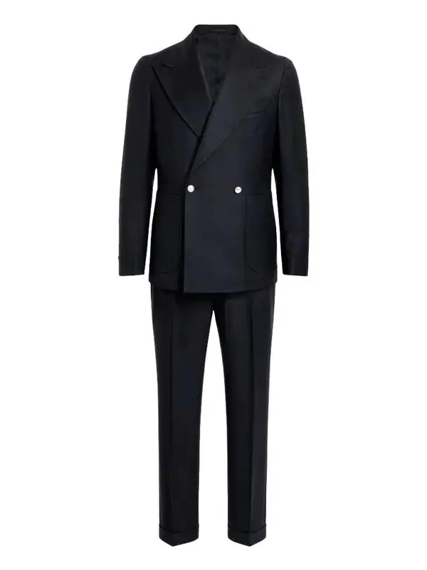 FRANZESE COLLECTION Wool Double-breasted Suit - Blue