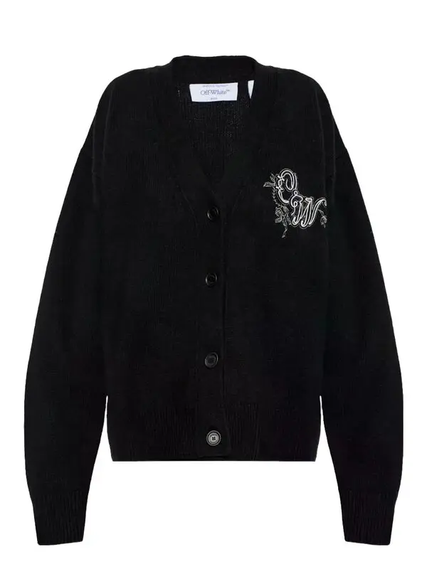 Off-White Embroidered Arrows Cardigan - Black
