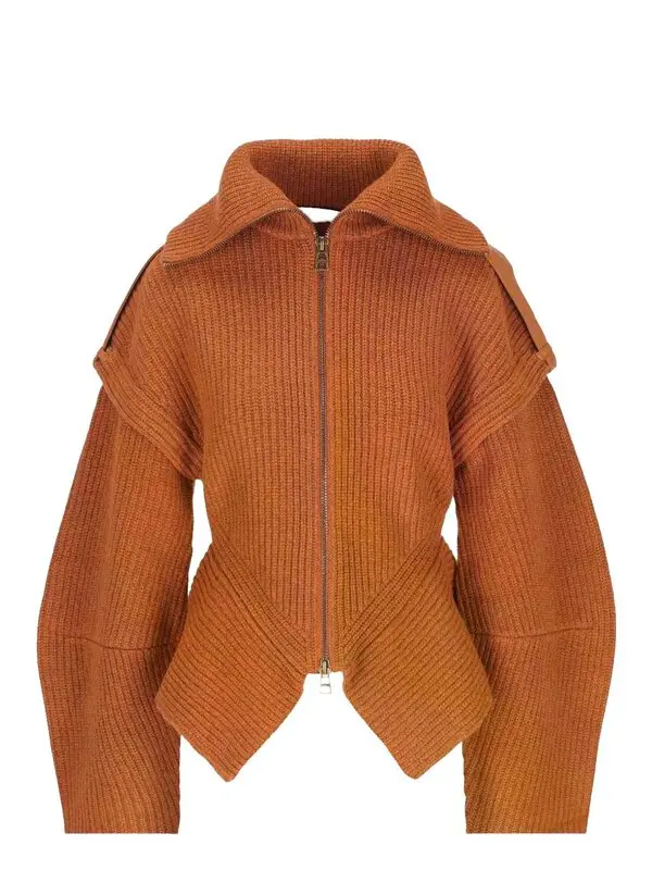 Zimmermann Zip-up Ribbed Knit Sweater - Orange