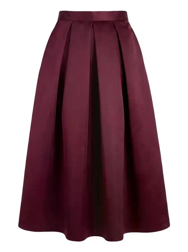 LUNATICA MILANO Duchesse Pleated Midi Skirt - Red