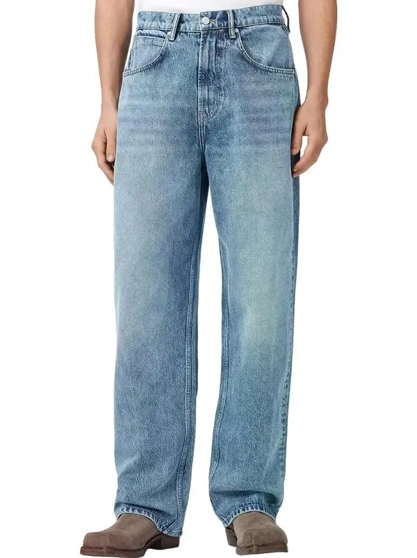 ALLSAINTS Faded Effect Straight Leg Jeans - Blue