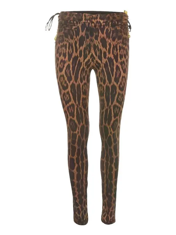 Roberto Cavalli Leopard Print Skinny Trousers - Brown