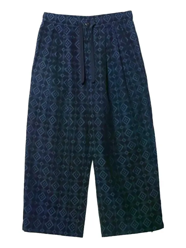 MAHARISHI Komon Aizome Diamond-pattern Drawstring Trousers - Blue