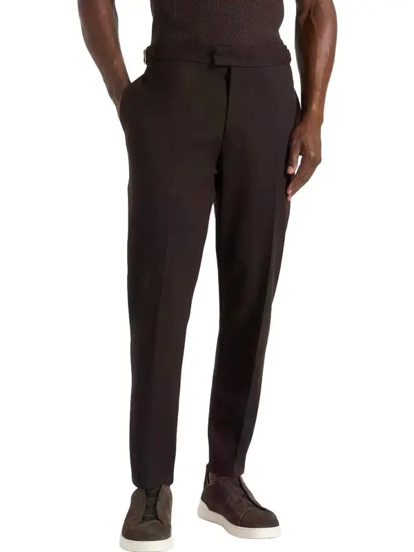 Manière De Voir Slim Fit Tailored Trousers With Silver-toned Buckles - Brown