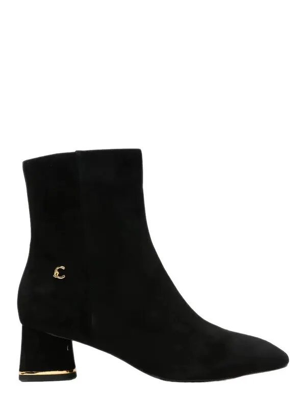 COCCINELLE Logo-plaque Suede Ankle Boots - Black