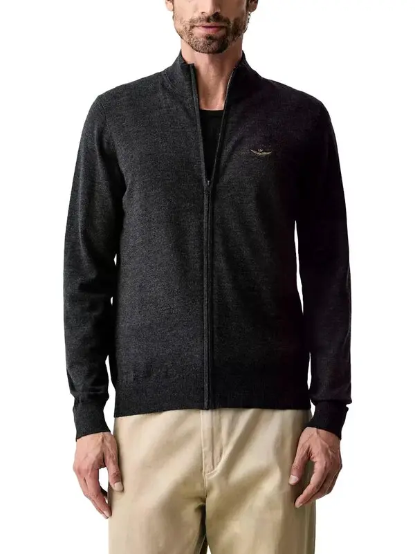 AERONAUTICA MILITARE Logo Embroidered Cardigan - Grey