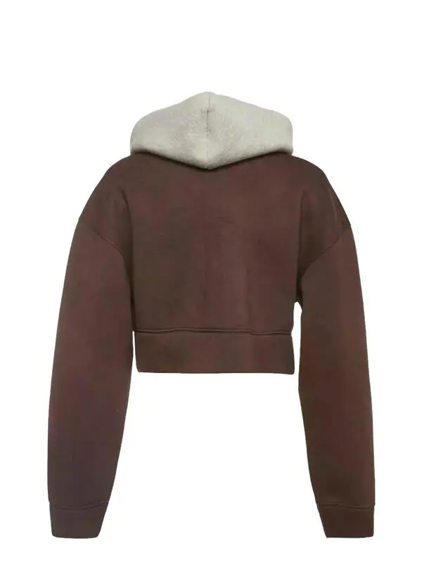 Sandro Cropped Hoodie With Embroidered Logo Detail - Brown