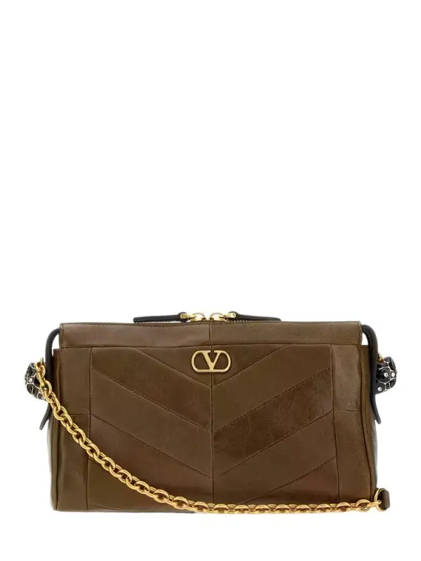 Valentino Garavani Panthea Small Shoulder Bag In Nappa Leather - Brown