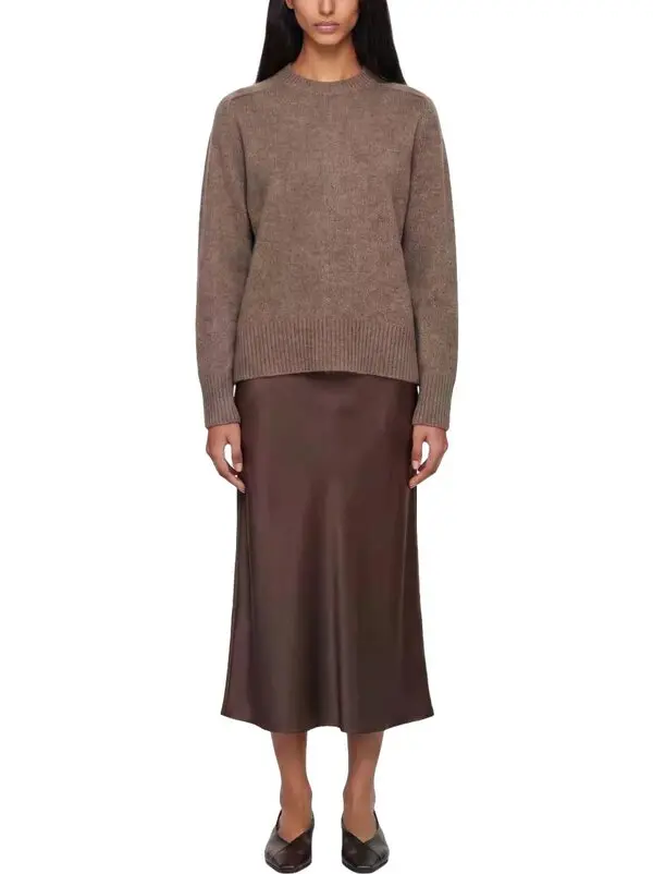 Loulou De Saison Satin Midi Skirt - Brown