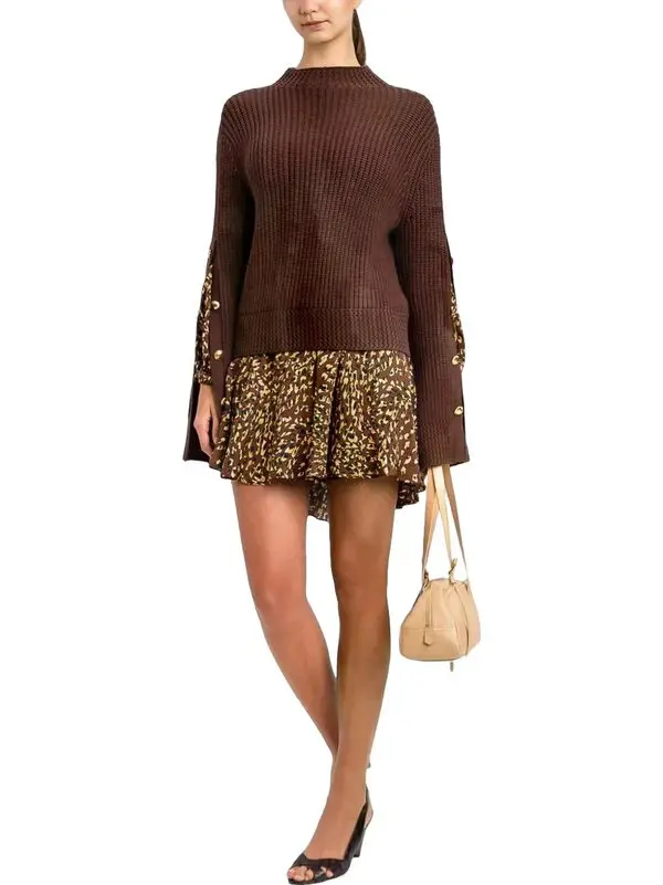 TWINSET Animal-print V-neck Mini Dress - Brown
