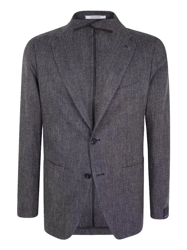 Tagliatore Montecarlo Herringbone Blazer - Grey