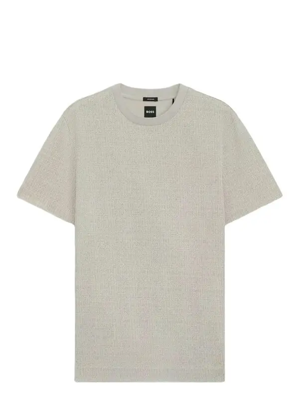 BOSS Cotton T-shirt With Two-tone Jacquard-knit Pattern - Neutrals