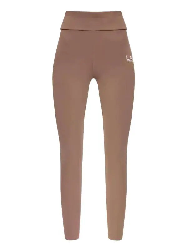 EA7 Logo-print Performance Leggings - Brown
