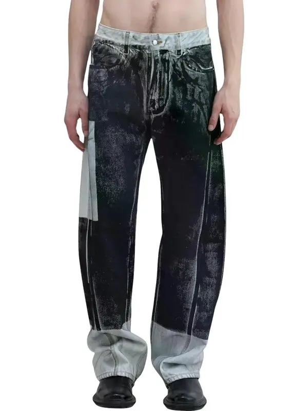 Eckhaus Latta Bend Hand-painted Jeans - Black