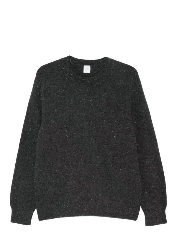 Eleventy Merino Wool Speckled Knit Crew Neck Sweater - Grey