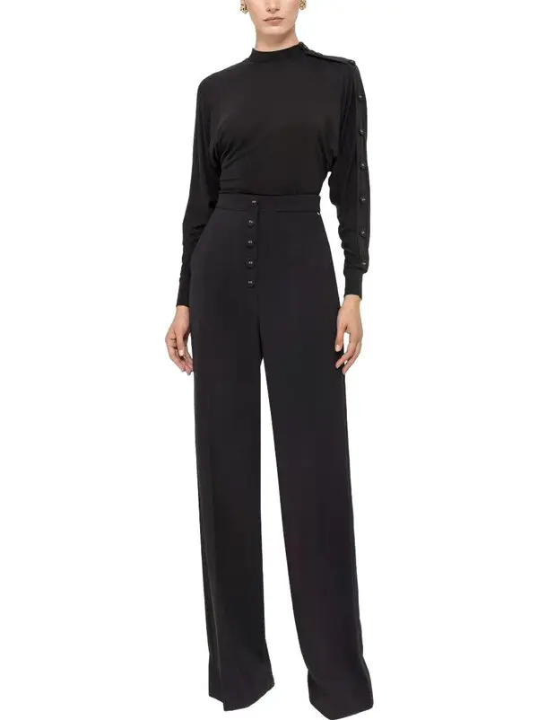 NISSA Tencel™ And Wool Blend High-neck Top - Black