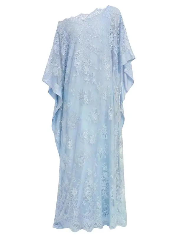 SELF-PORTRAIT Embellished Lace Kaftan Maxi Dress - Blue