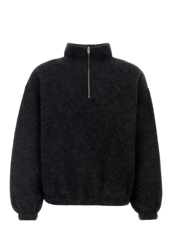 JIL SANDER Quarter-zip Wool-blend Sweater - Grey