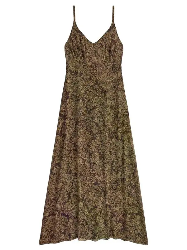 Ralph Lauren Paisley Print Silk Maxi Dress - Brown