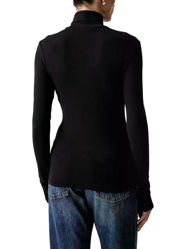 Marc O'polo Jersey Texture Roll Neck Long Sleeve Top - Black