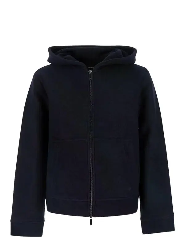 Emporio Armani Hooded Zip-up Coat - Blue